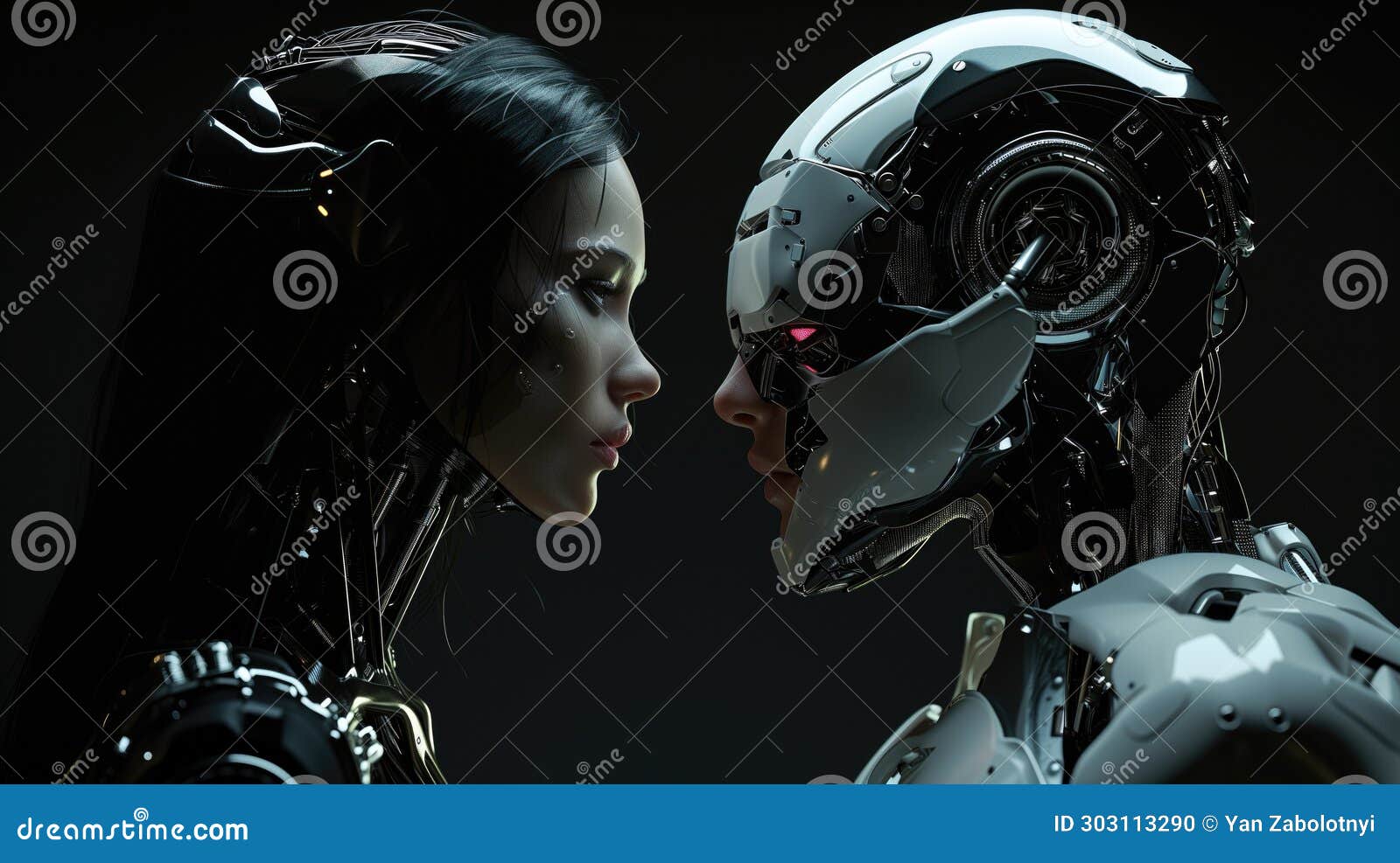 A Cyber Robot Man Maid Confronts an Ordinary Man Maid Stock ...