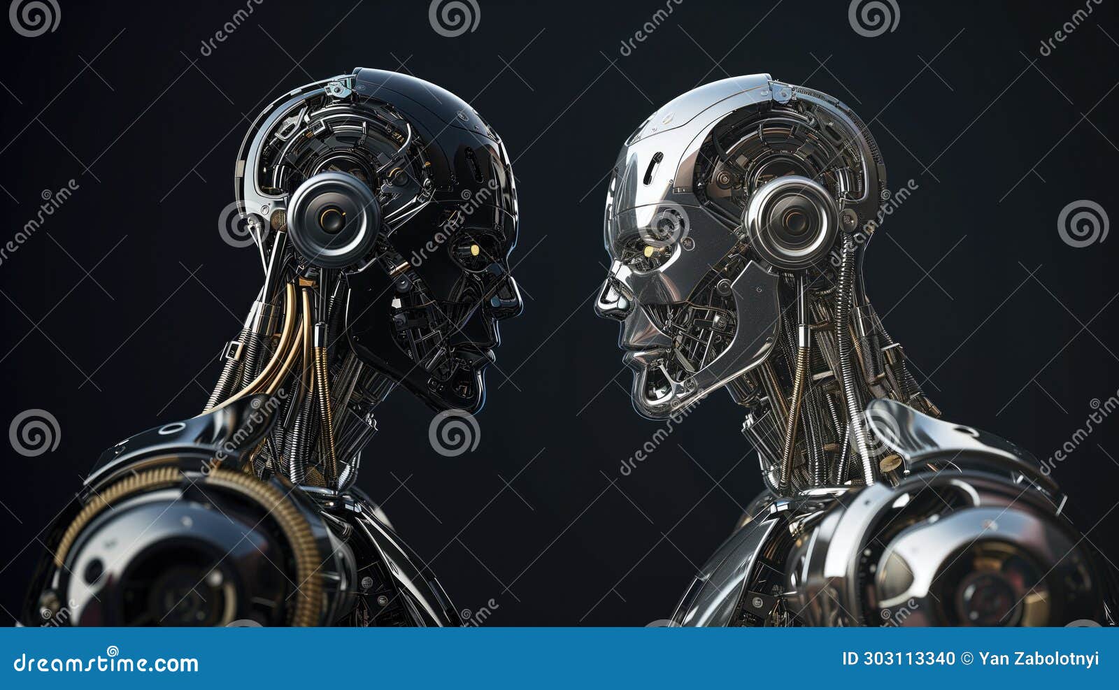 A Cyber Robot Man Plumber and a Common Man Plumber Facing Each Other ...