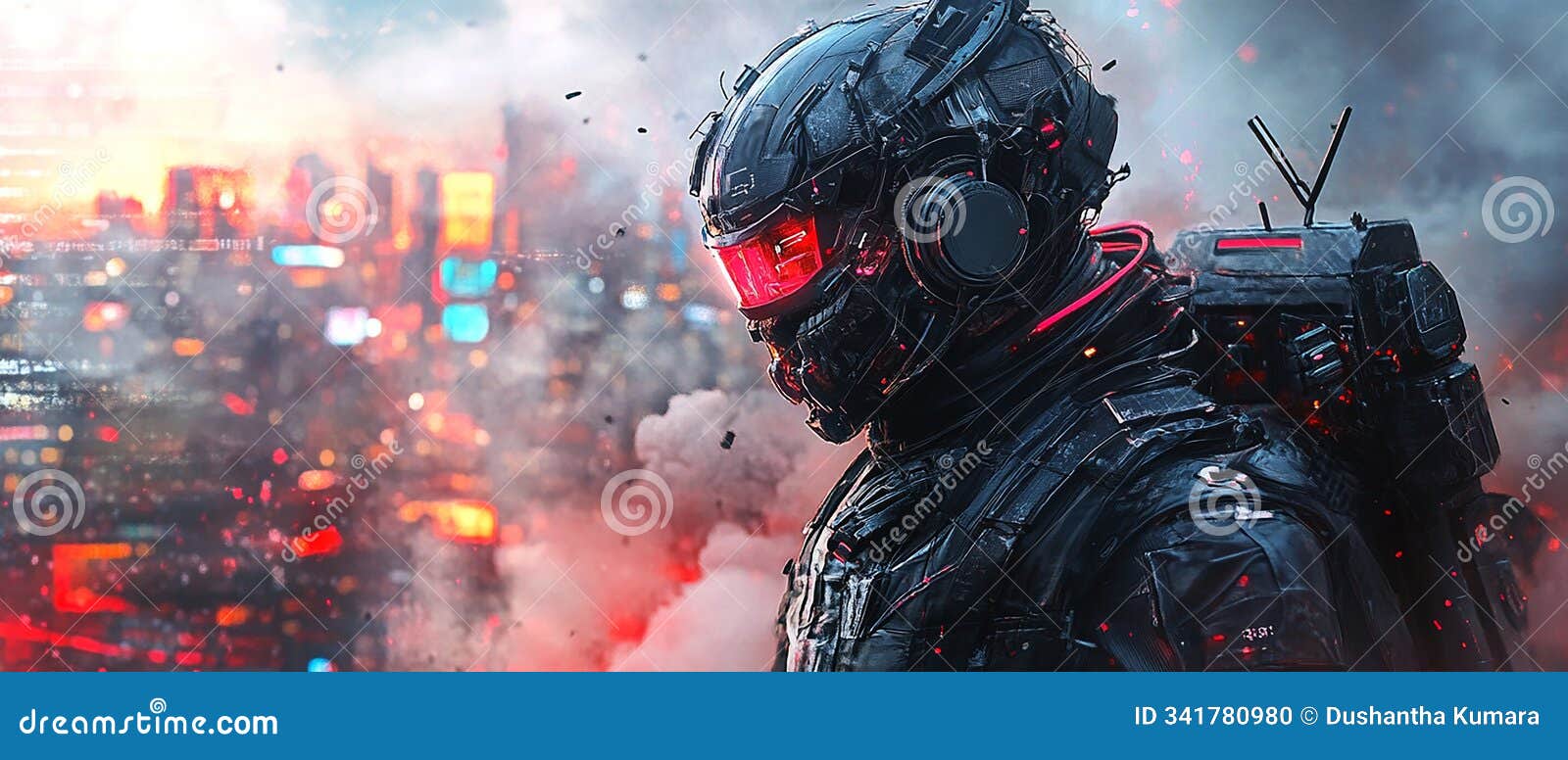 Cyber Samurai: a Futuristic Warrior in High-Tech Armor Stock ...