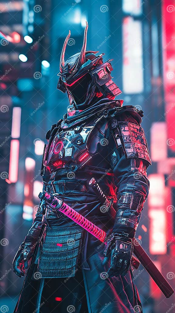 Cyber Samurai: a Futuristic Warrior in High-Tech Armor Stock ...