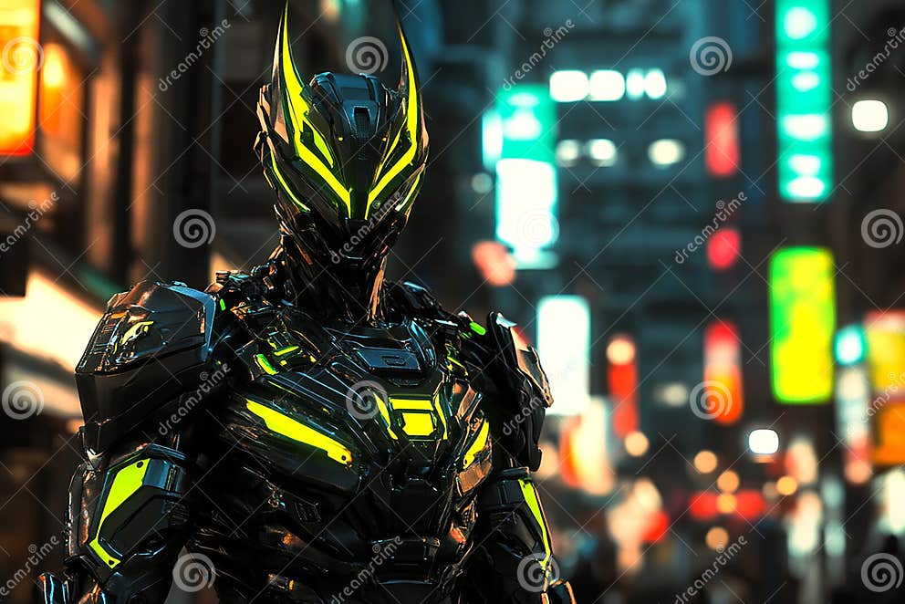 Cyber Samurai: a Futuristic Warrior in High-Tech Armor Stock ...