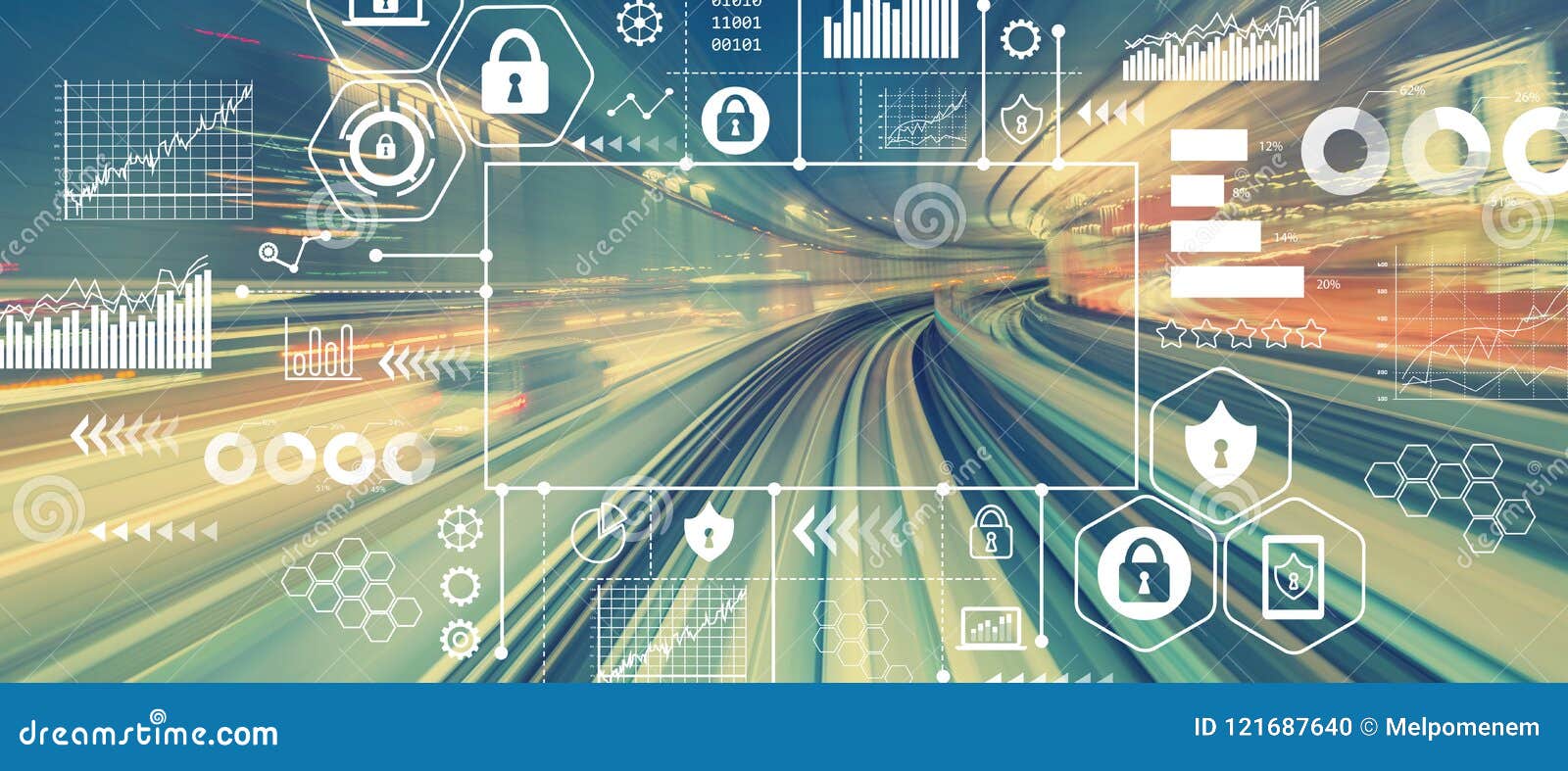 Cyber Security with Abstract High Speed Technology Stock Photo - Image ...