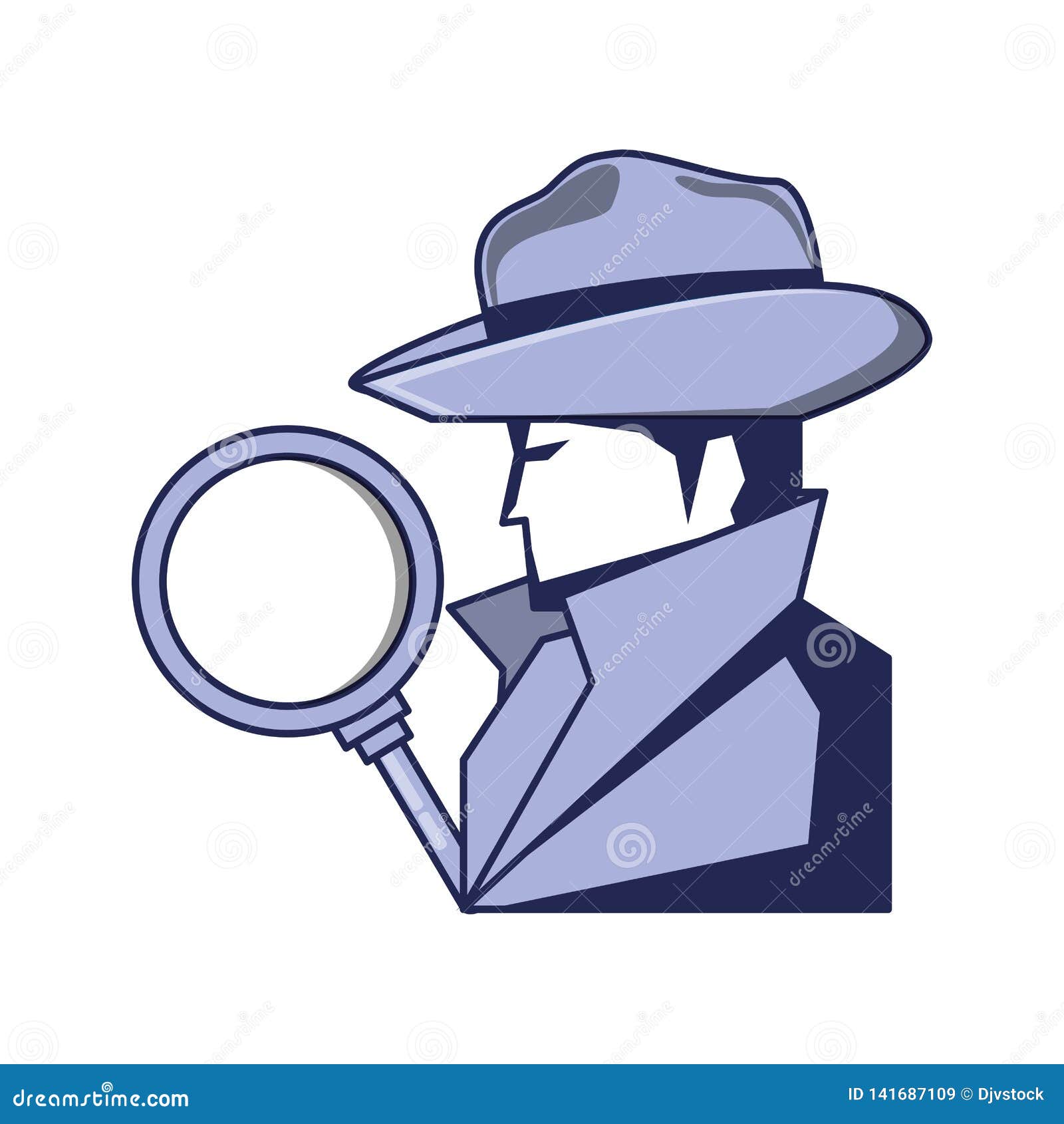 Cyber Security Agent with Magnifying Glass Stock Vector - Illustration ...