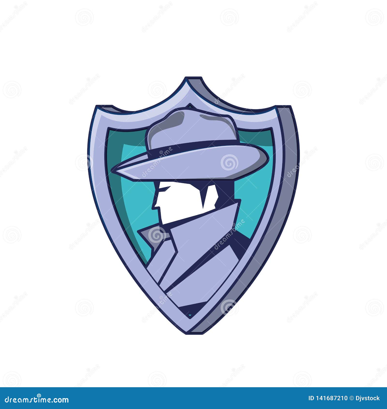 Cyber Security Agent in Shield Stock Vector - Illustration of detected ...