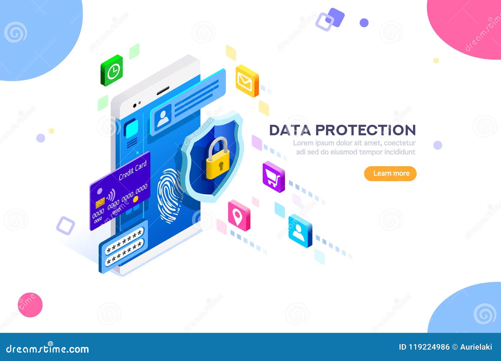 Cyber Security and Authentication Concept Stock Vector - Illustration ...