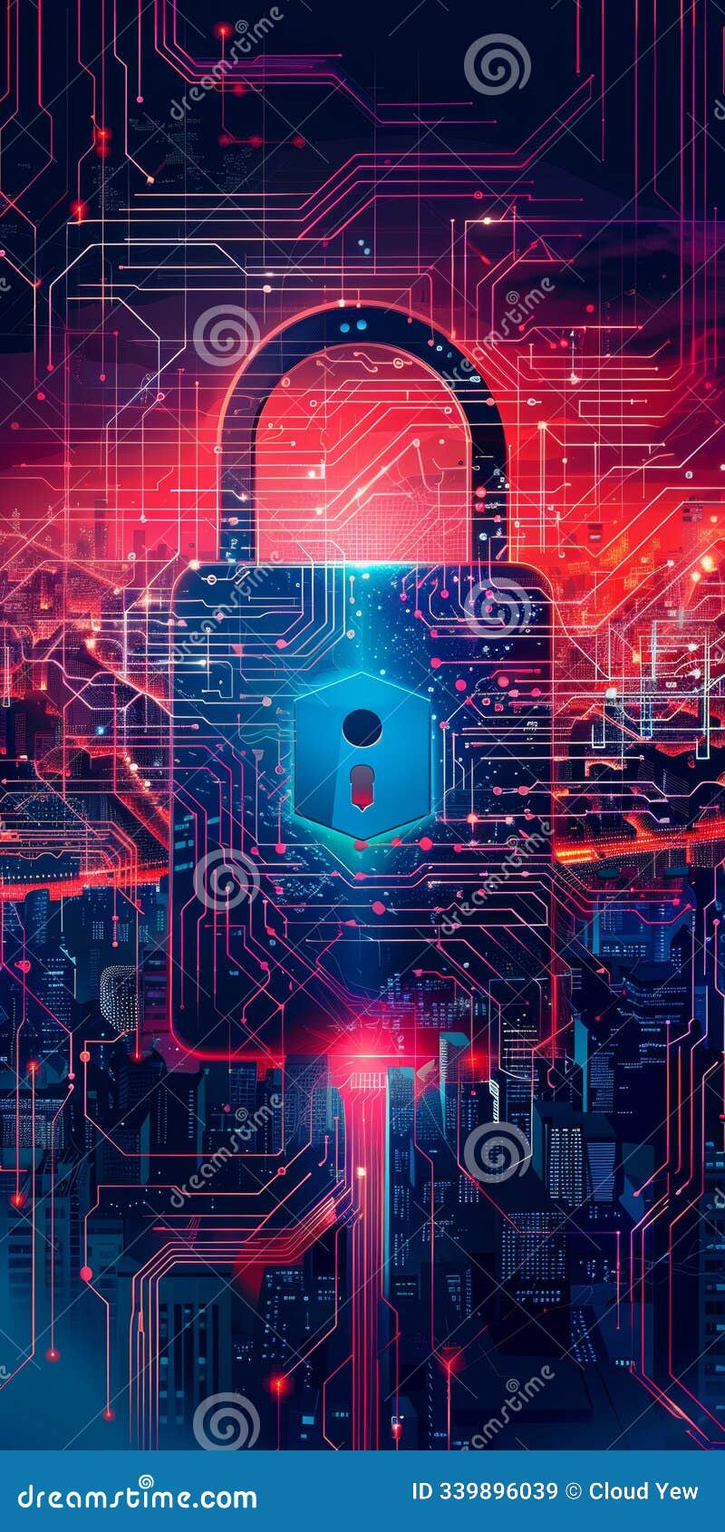 Cyber Security Awareness Poster in Modern Style. Stock Illustration ...