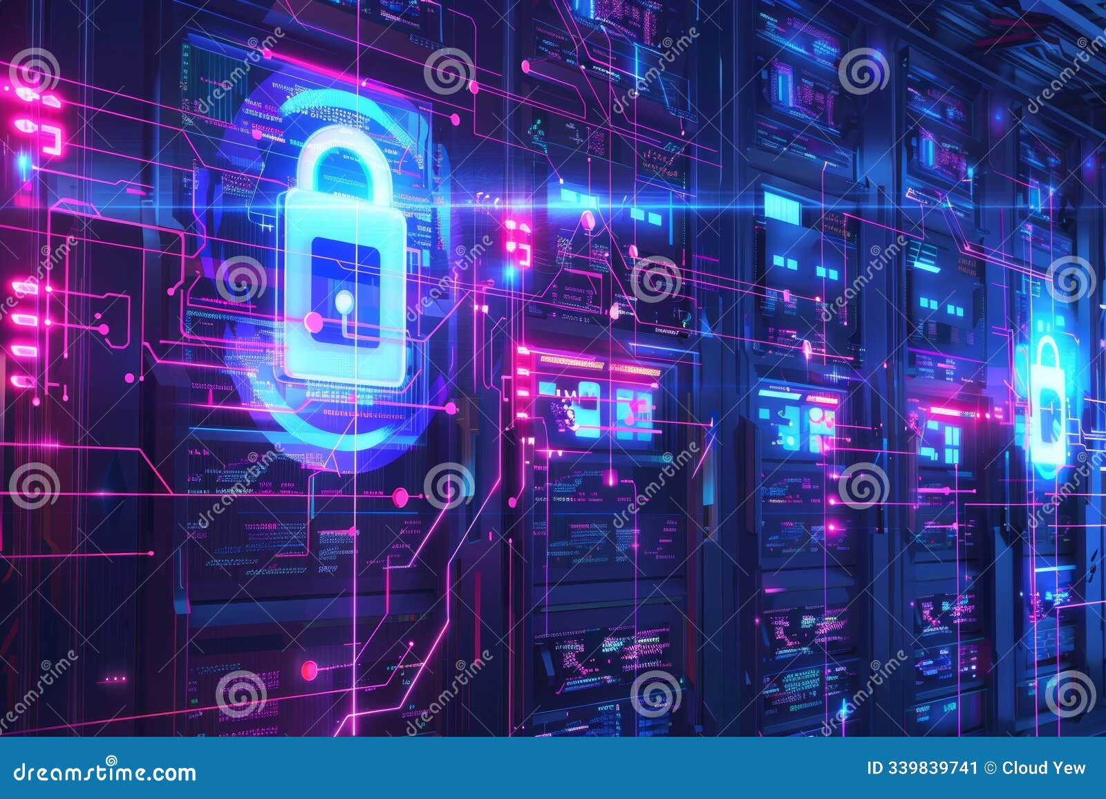 Cyber Security Awareness in Poster Style. Stock Illustration ...