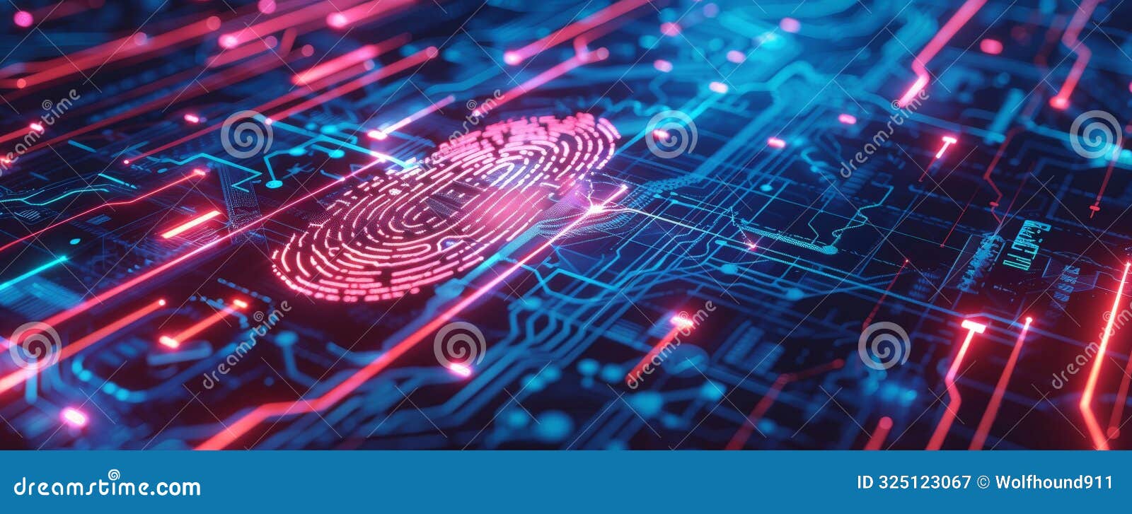 Cyber Security Background Featuring a Holographic Fingerprint Scanner ...