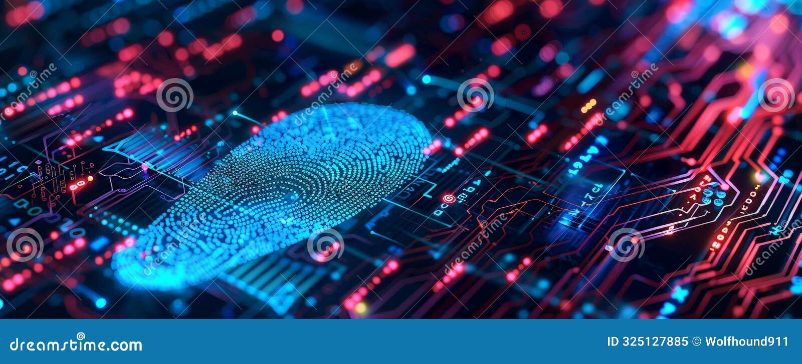 Cyber Security Background with a Holographic Fingerprint Scanner ...