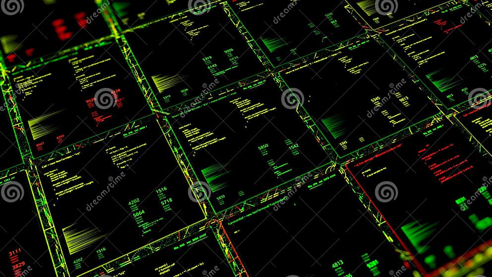 Cyber Security Background with a Program for Hacking Secret Business Information. Animation ...