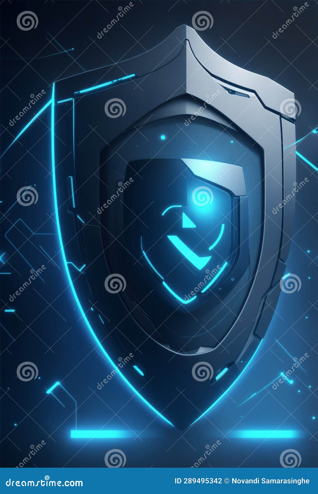Cyber Security Background with a Shield and High Tech Environment Stock ...