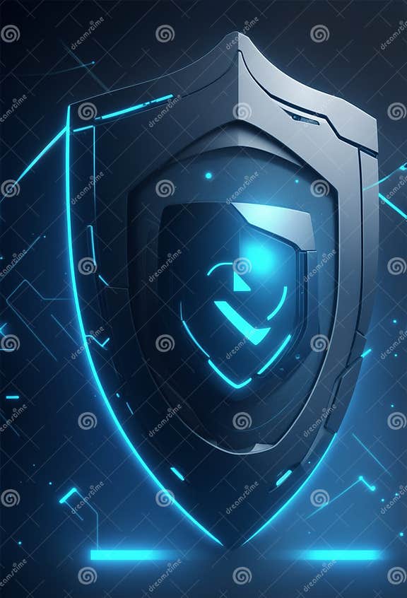 Cyber Security Background with a Shield and High Tech Environment Stock ...