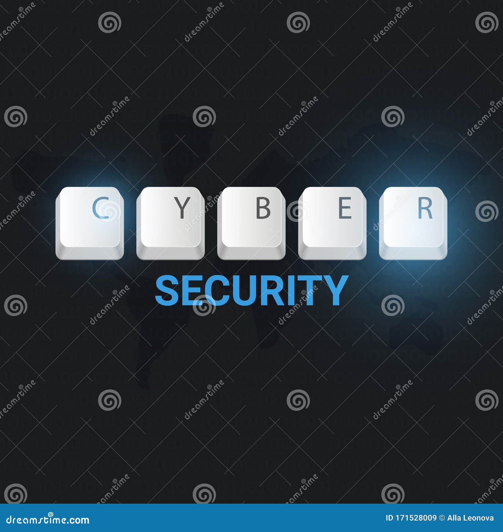 Cyber Security Banner with Keyboard Buttons. Vector Illustration. Stock ...