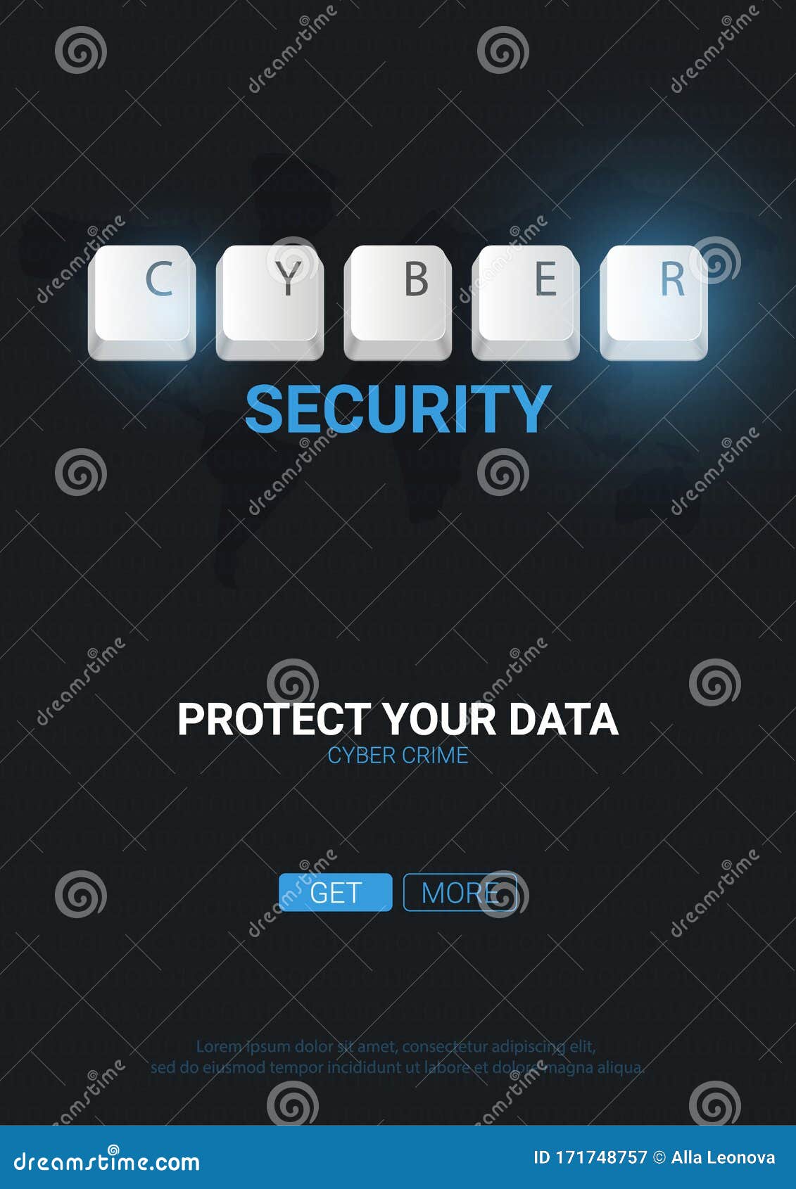 Cyber Security Banner with Keyboard Buttons. Vector Illustration. Stock ...