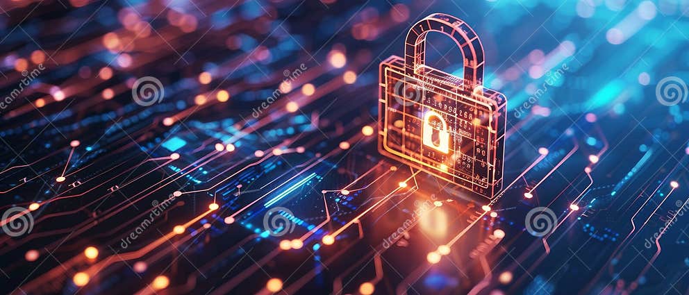 Cyber Security Barrier Digital Lines Tech Background Emphasizing Online ...