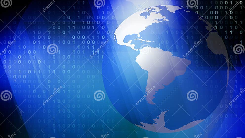 Cyber Security Binary Globe Rectangles Reveal Digital World Pattern of ...