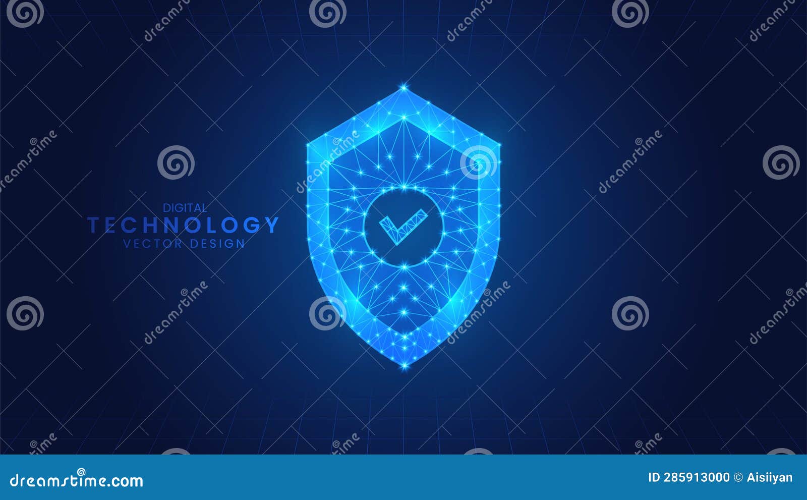 Cyber Security, Blue Check Mark. Digital Shield Protection Blue ...