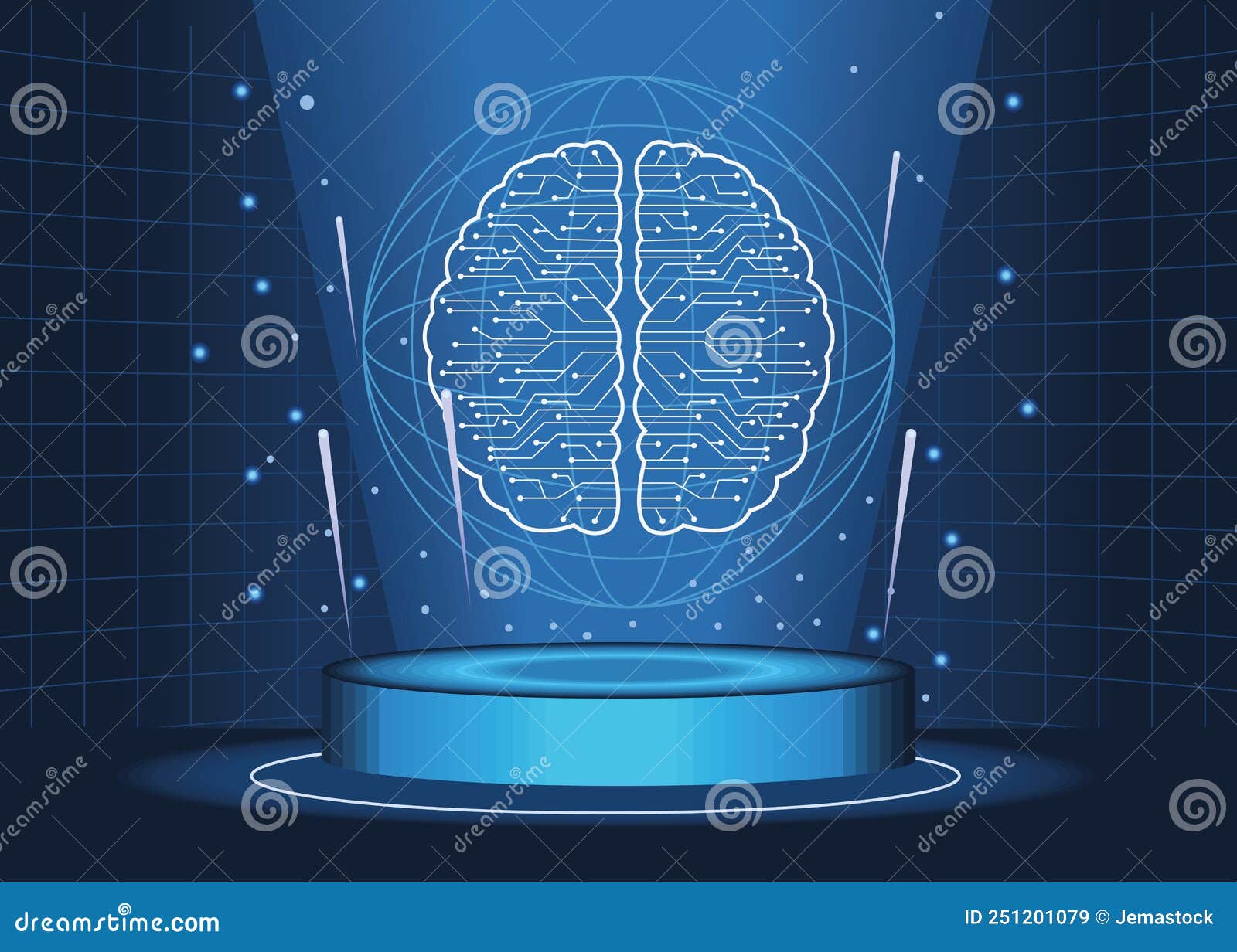 Cyber security brain stock vector. Illustration of data - 251201079
