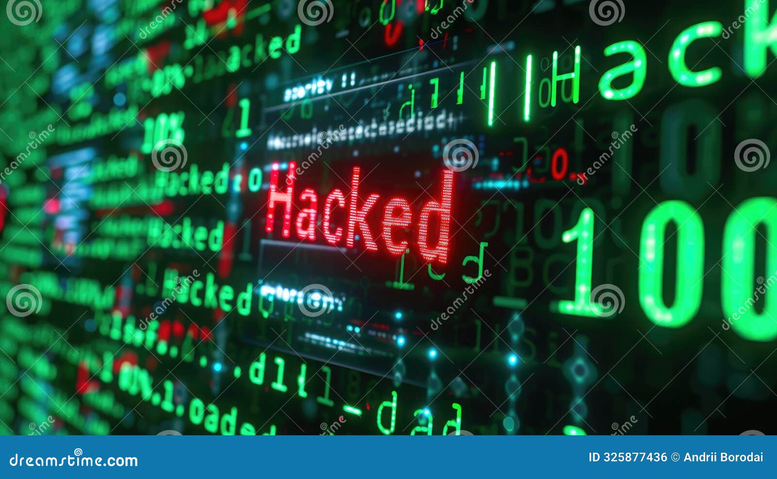 Cyber Security Breach Concept: Red Alert Hacked System. Stock ...