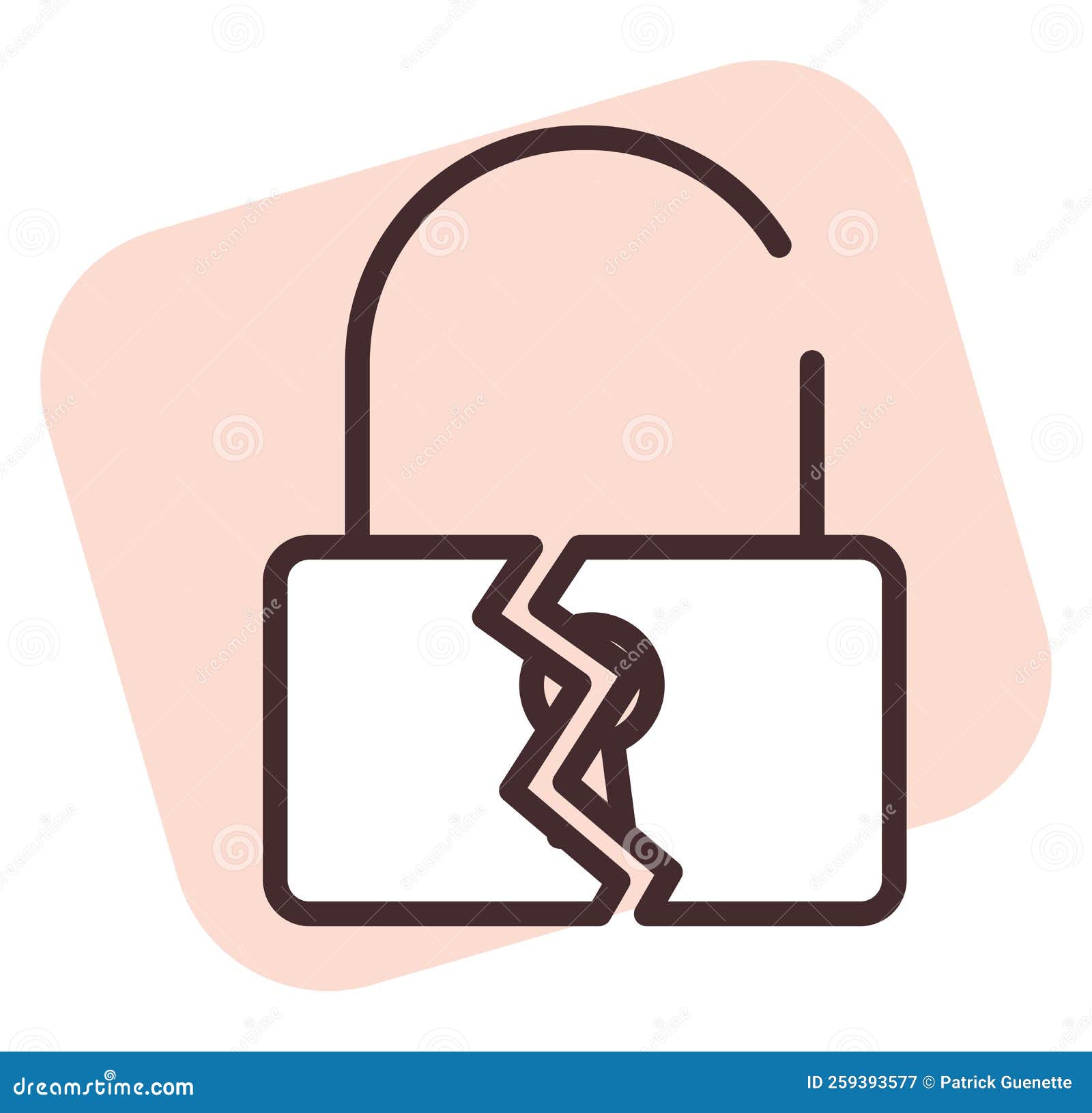 Cyber Security Broken Lock, Icon Stock Vector - Illustration of crime, background: 259393577