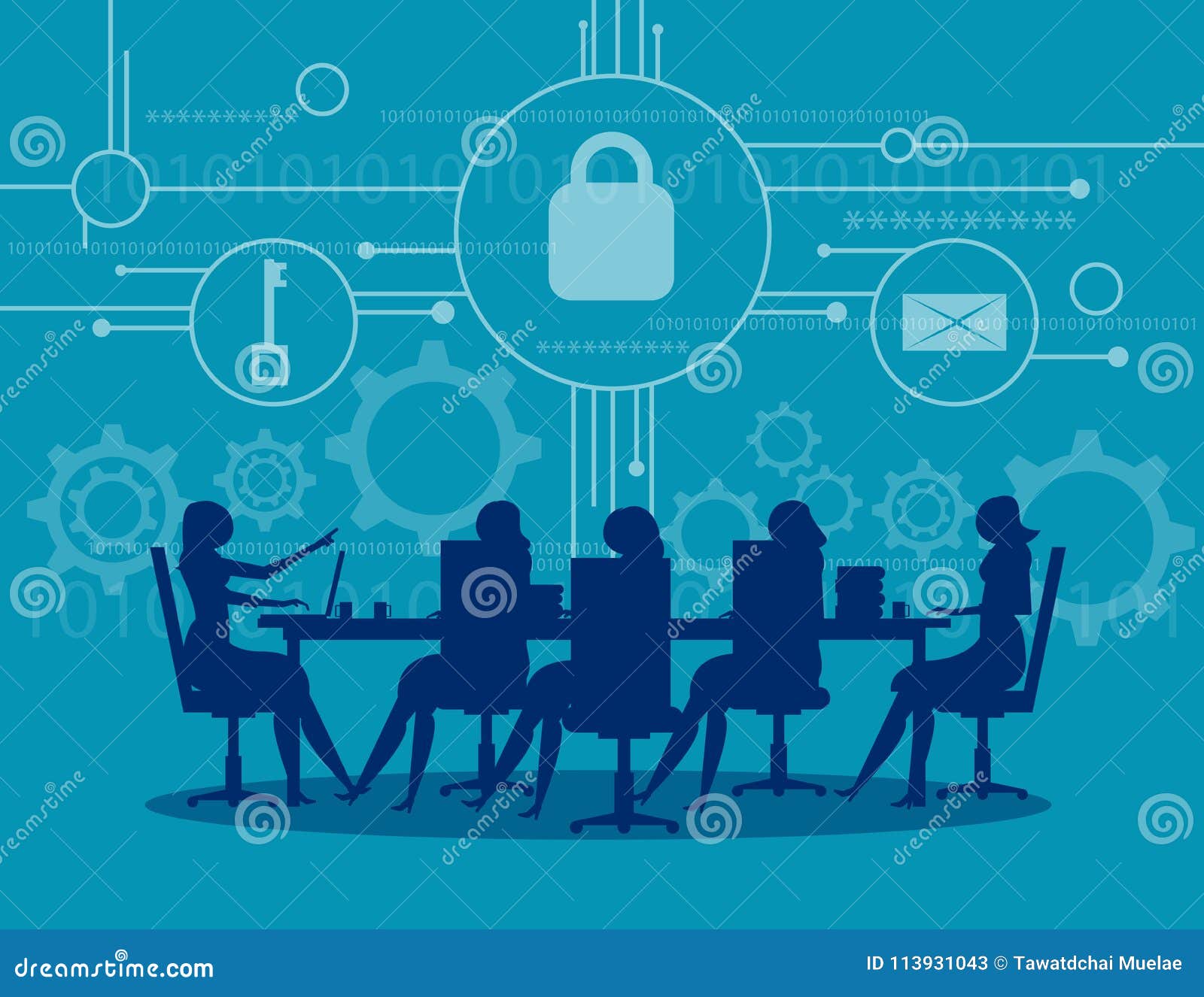 Cyber Security. Business Meeting Security Stock Vector - Illustration ...