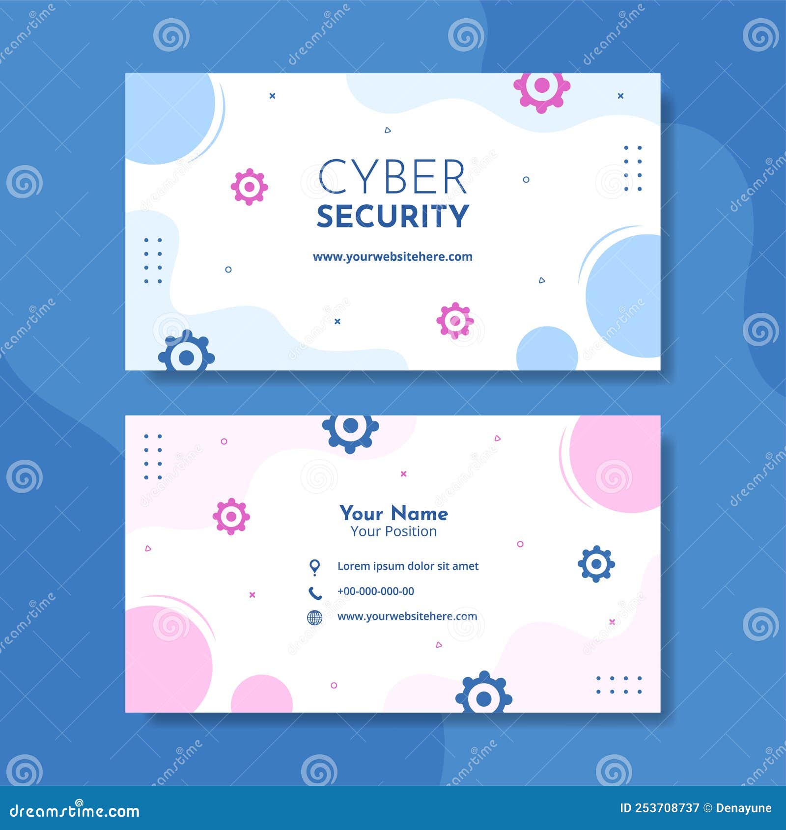 Cyber Security Card Horizontal Template Hand Drawn Cartoon Flat ...