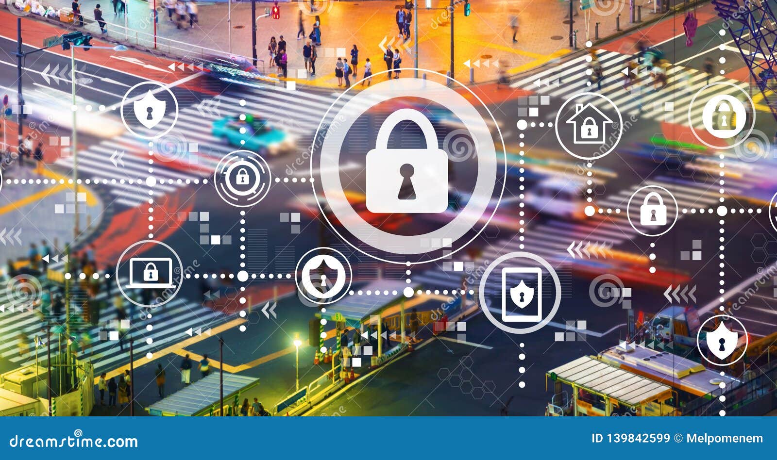 Cyber Security with City Traffic Intersection Stock Image - Image of ...