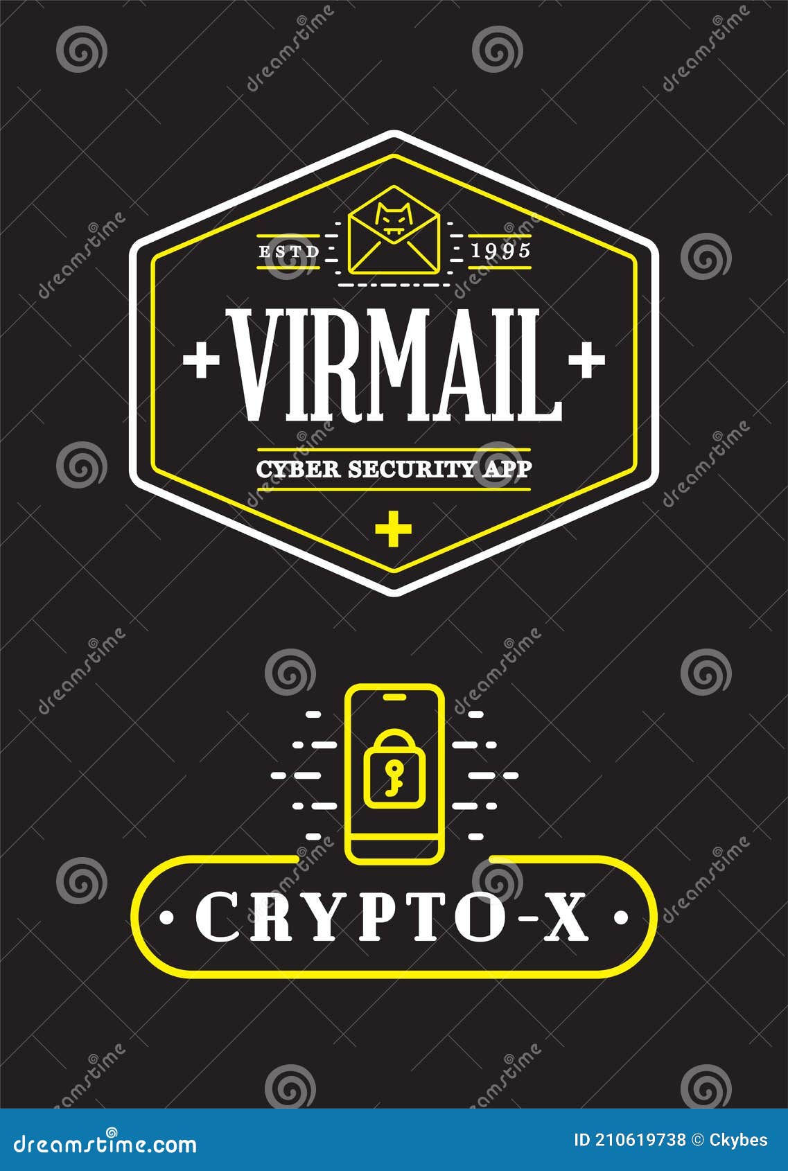 Cyber Security Colorful Sign or Banner with Icon Flat Design ...