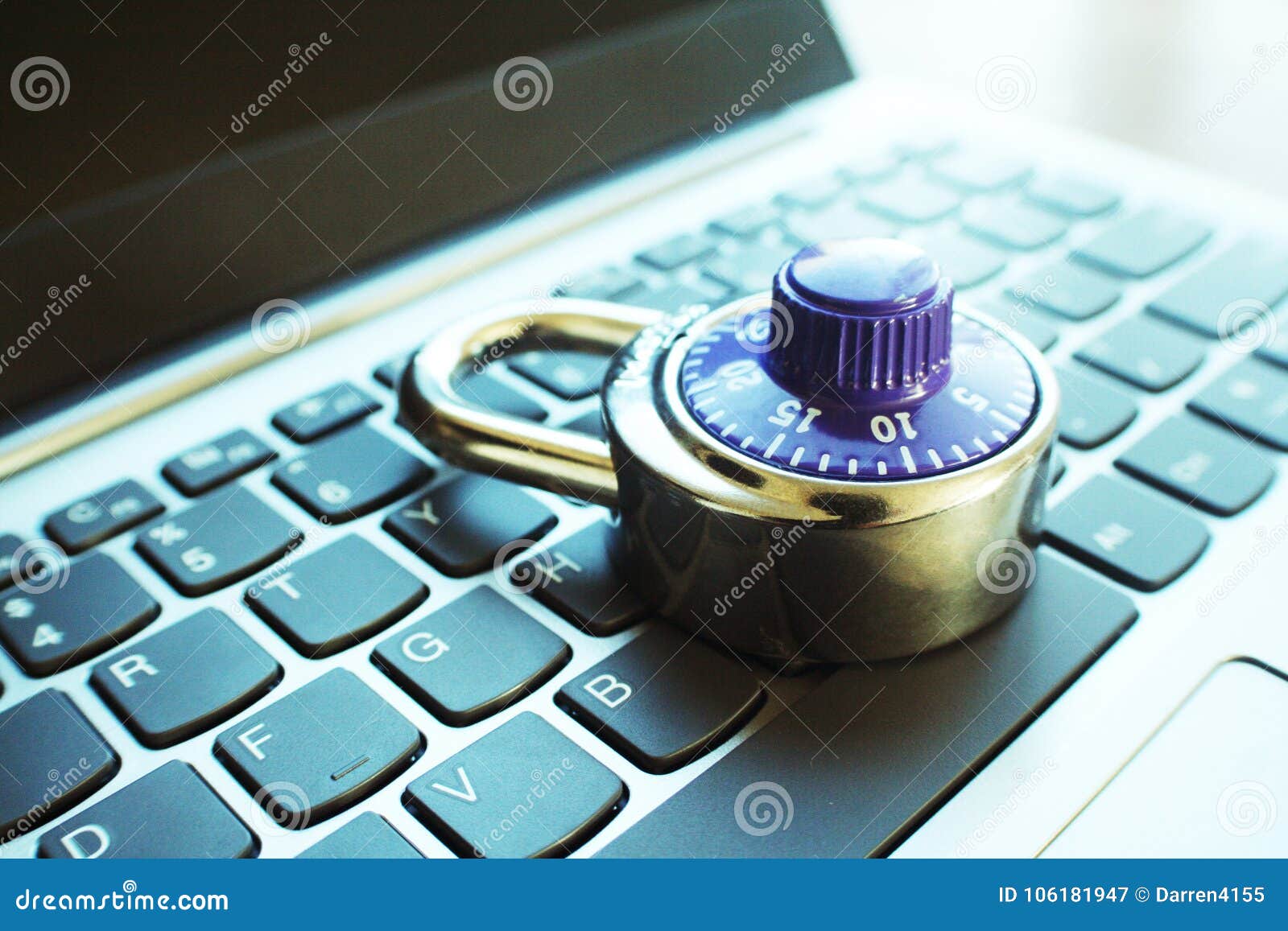Cyber Security with Combination Lock on Keyboard Stock Image - Image of ...