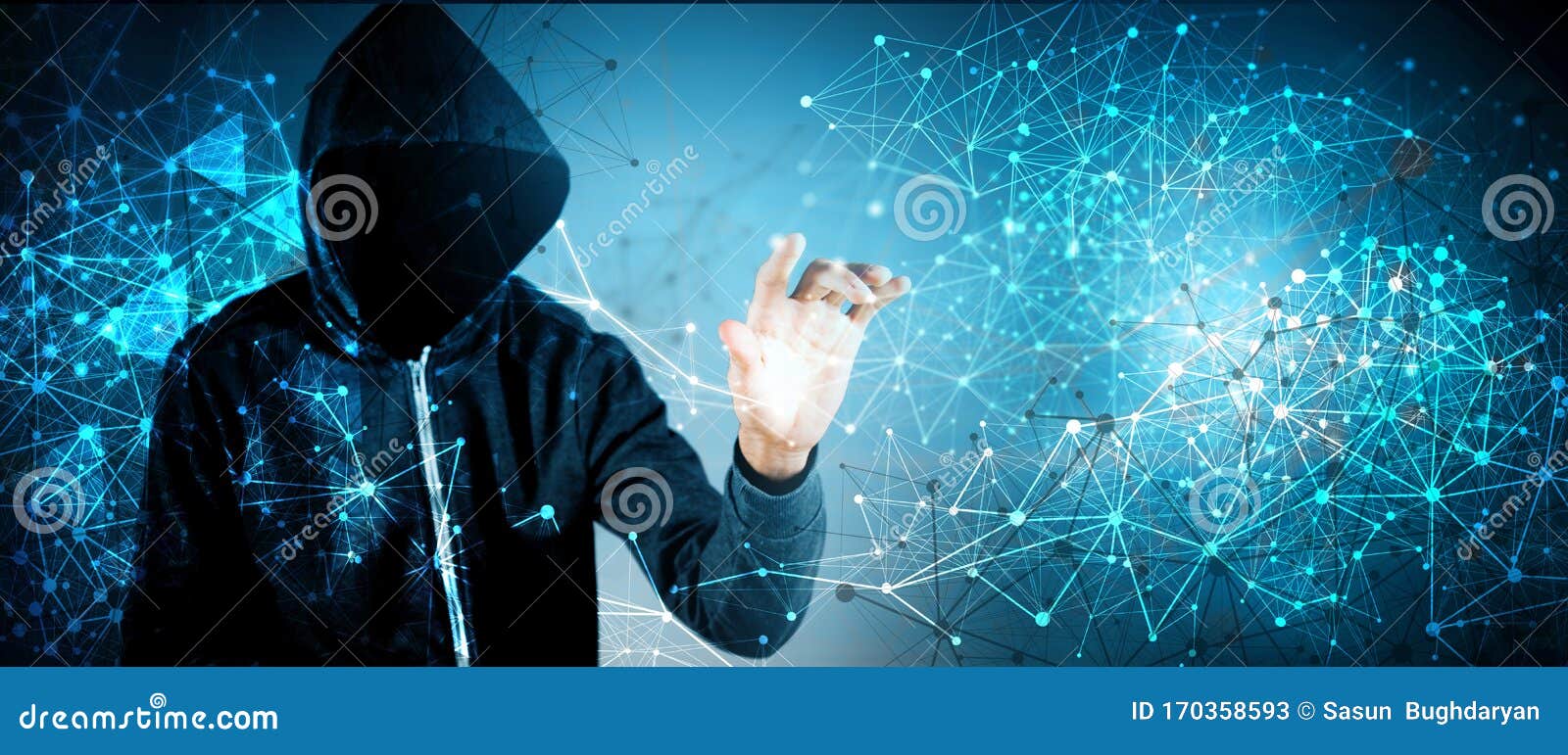 Cyber Security, Computer Hacker with Hoodie Stock Image - Image of ...