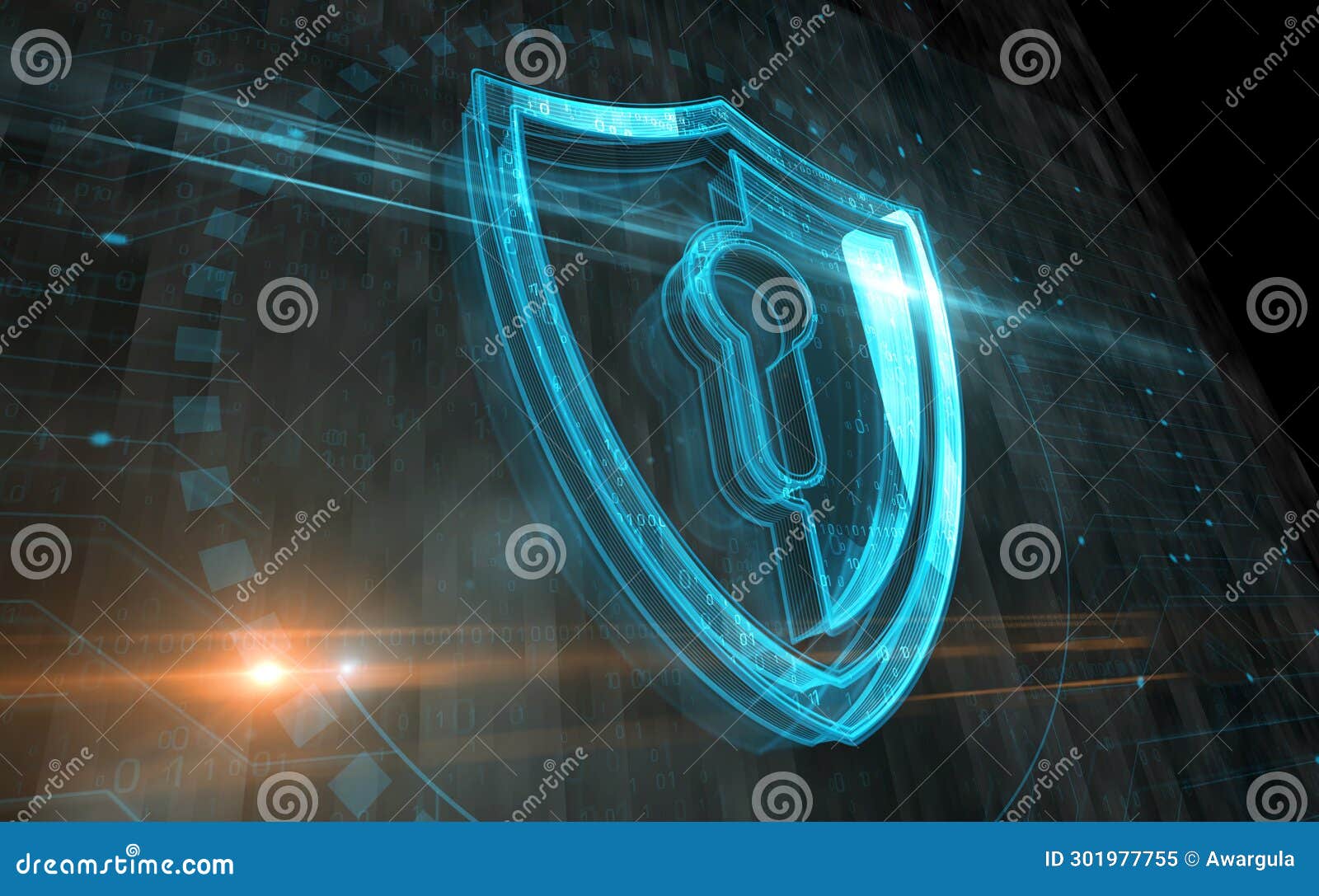 Cyber Security with Shield Symbol Digital Concept 3d Illustration Stock ...