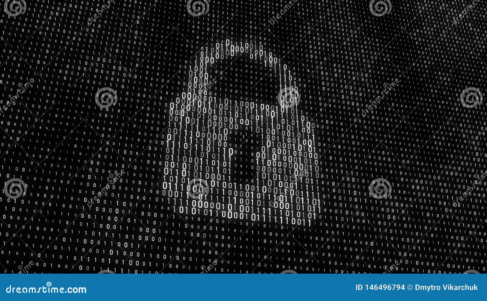 Cyber Security Concept. Abstract Digital Background. Binary Code. Green Color. 3D Rendering ...