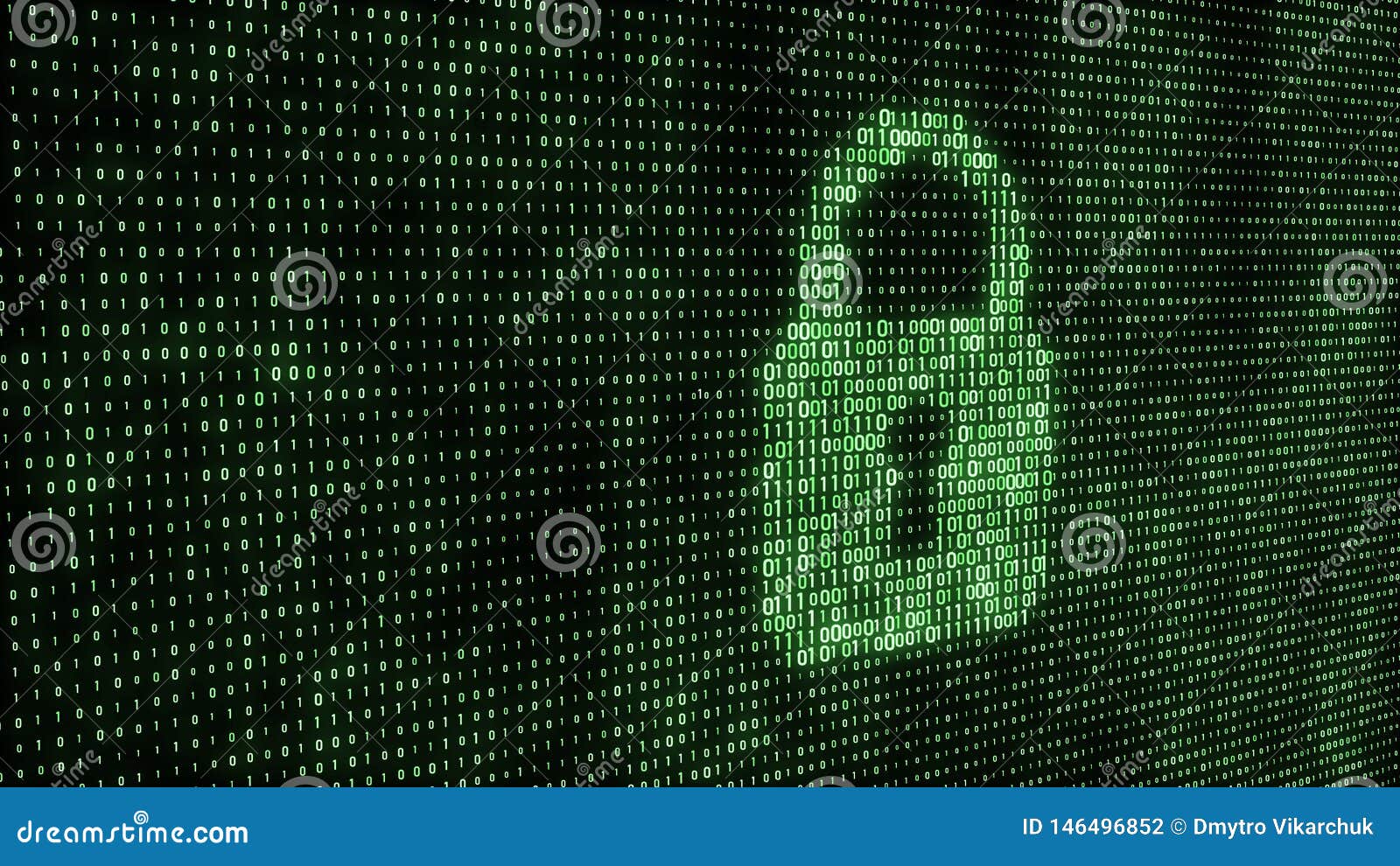 Cyber Security Concept Abstract Digital Background Binary Code Green Color 3d Rendering
