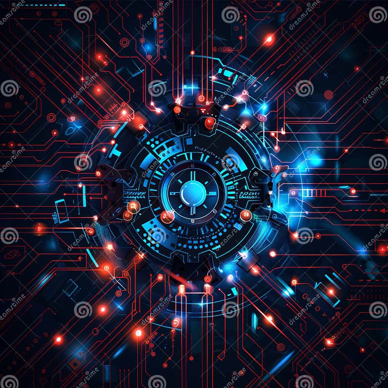 Cyber Security Concept Art with Symbolic Elements. Stock Illustration ...