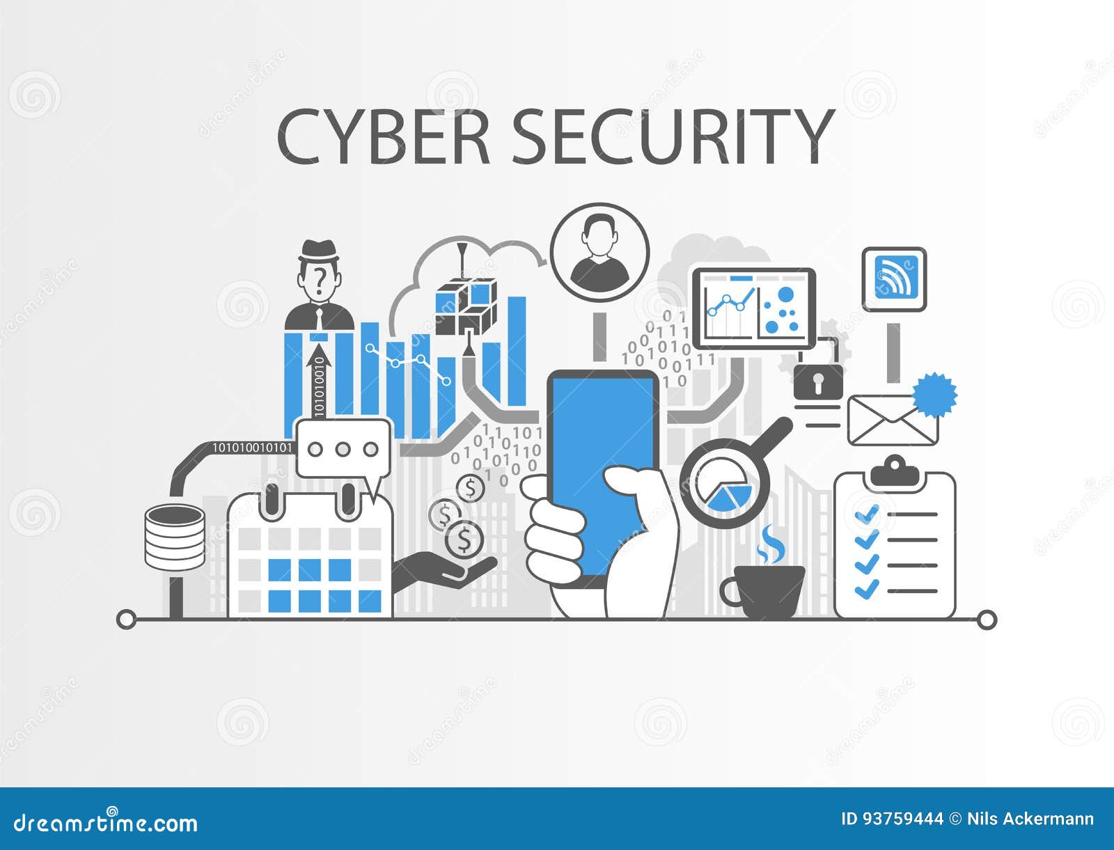 Cyber Security Concept As Illustration with Icons Stock Vector ...