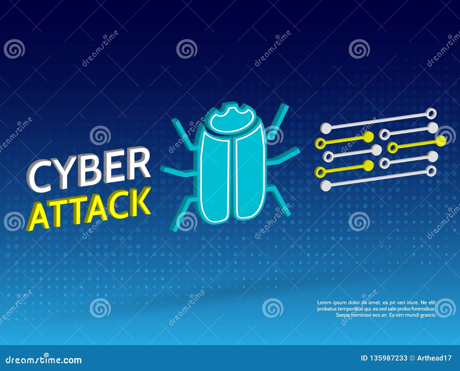 Cyber Security Concept. Attack of Intruders on the Network Stock Vector ...