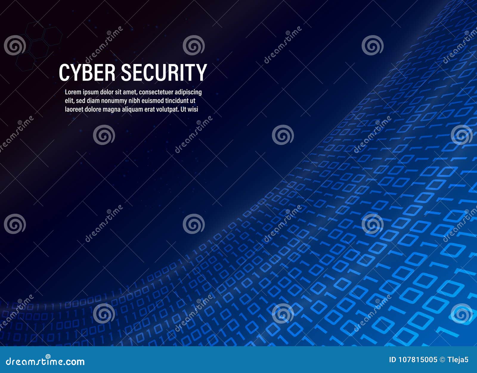 Cyber Security Concept On Binary Code Background Stock Vector