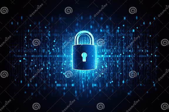 Cyber Security Concept with Binary Code and Padlock Stock Illustration - Illustration of binary ...