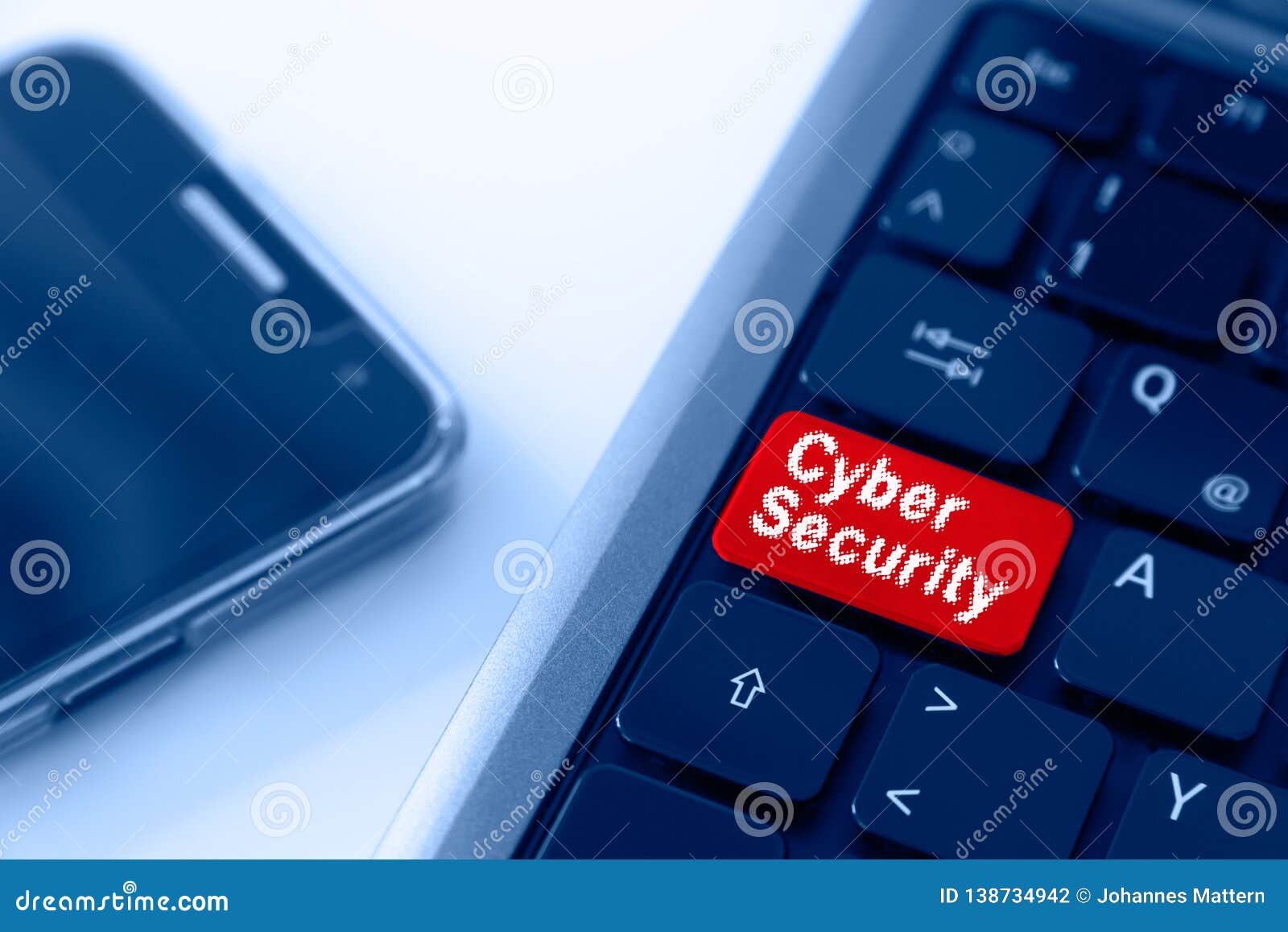 Cyber Security Concept in Blue and Red Stock Photo - Image of keyboard ...