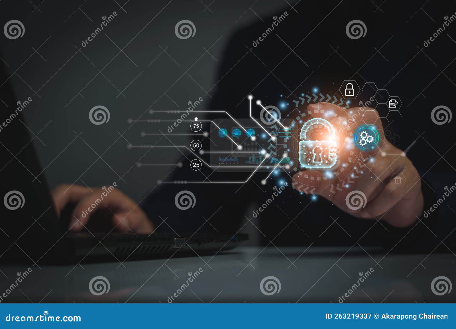 Cyber Security Concept. Businessman Login Access Business Sensitive ...