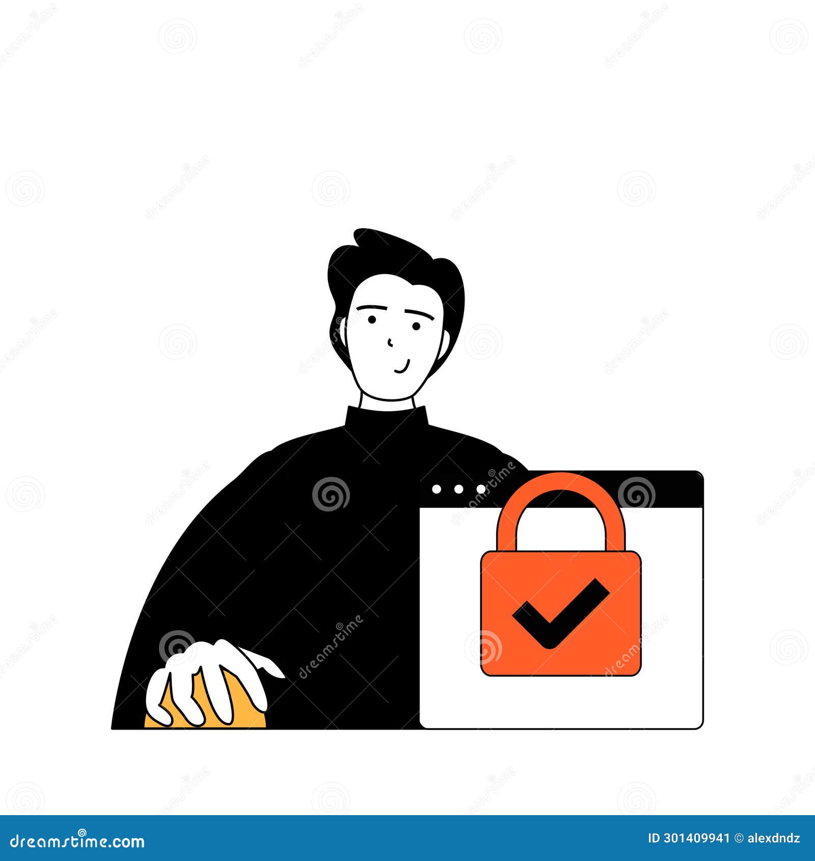 Cyber Security Concept with Cartoon People in Flat Design for Web ...