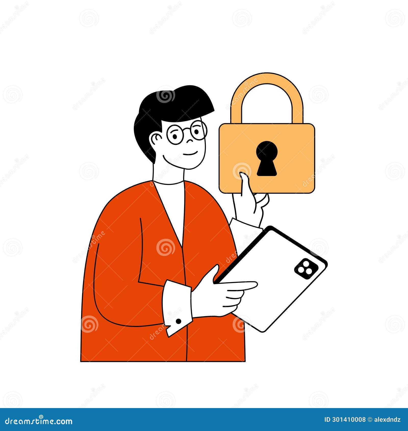 Cyber Security Concept with Cartoon People in Flat Design for Web ...