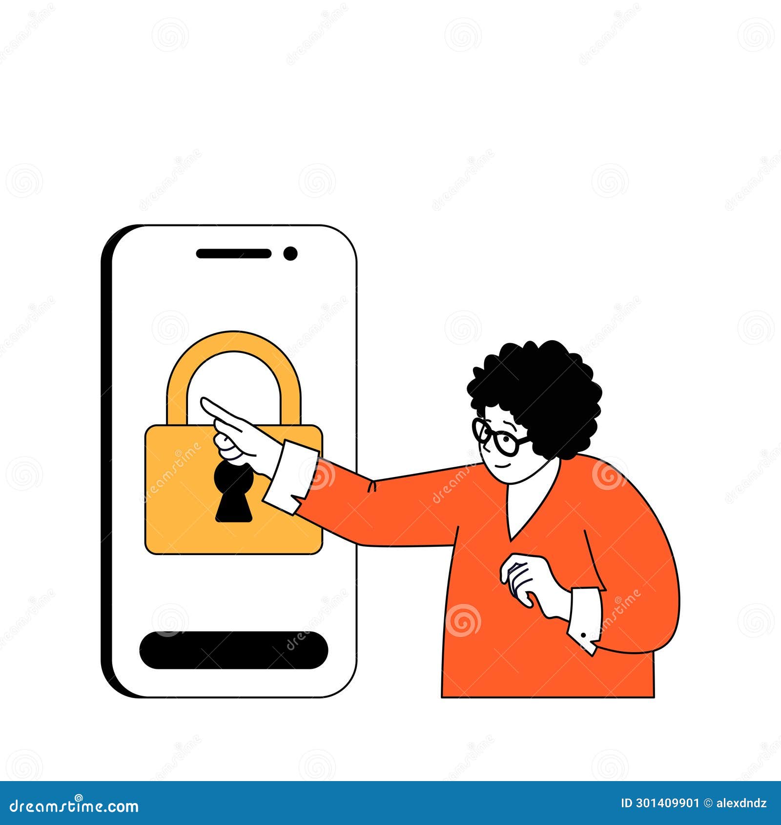 Cyber Security Concept with Cartoon People in Flat Design for Web ...