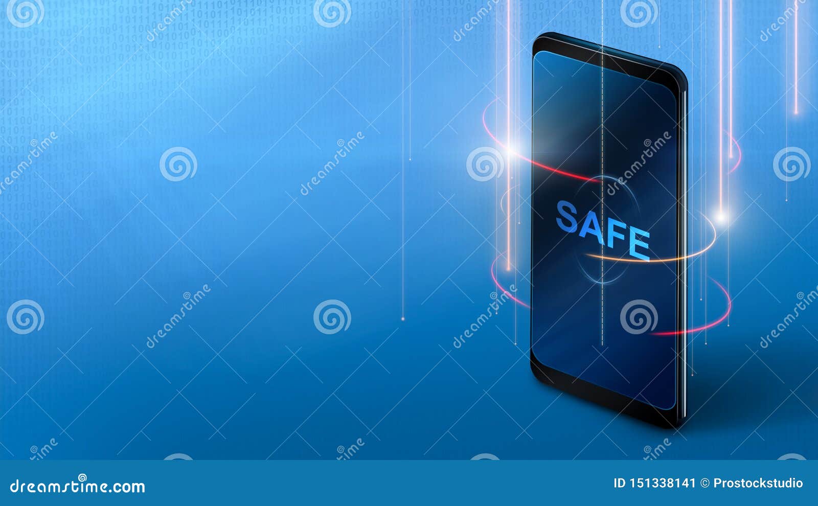 Cellphone with Safe Screen on Blue Background Stock Image - Image of ...