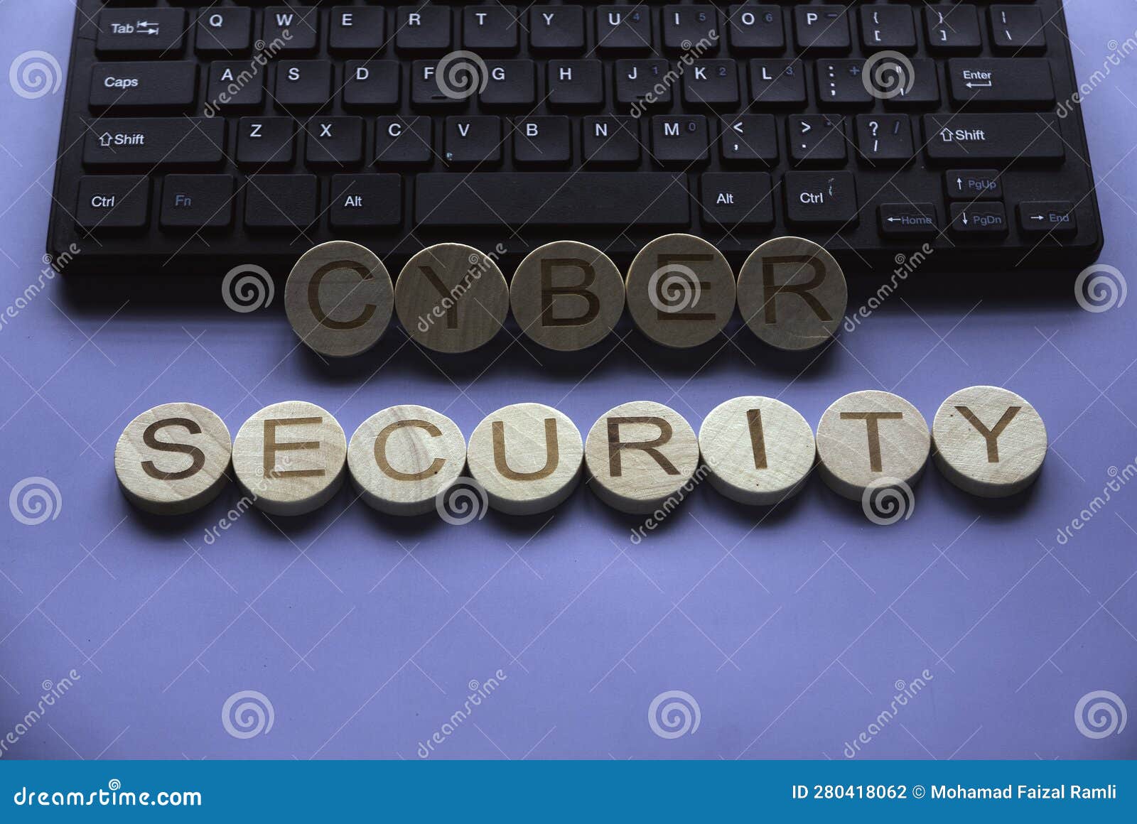 Cyber Security Concept. Computer Keyboard and Wooden Alphabet Stock ...