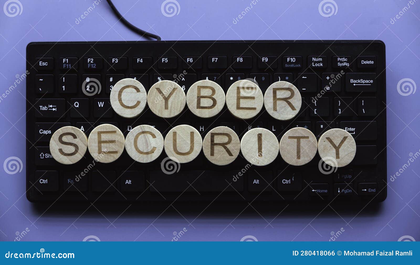 Cyber Security Concept. Computer Keyboard and Wooden Alphabet Stock ...