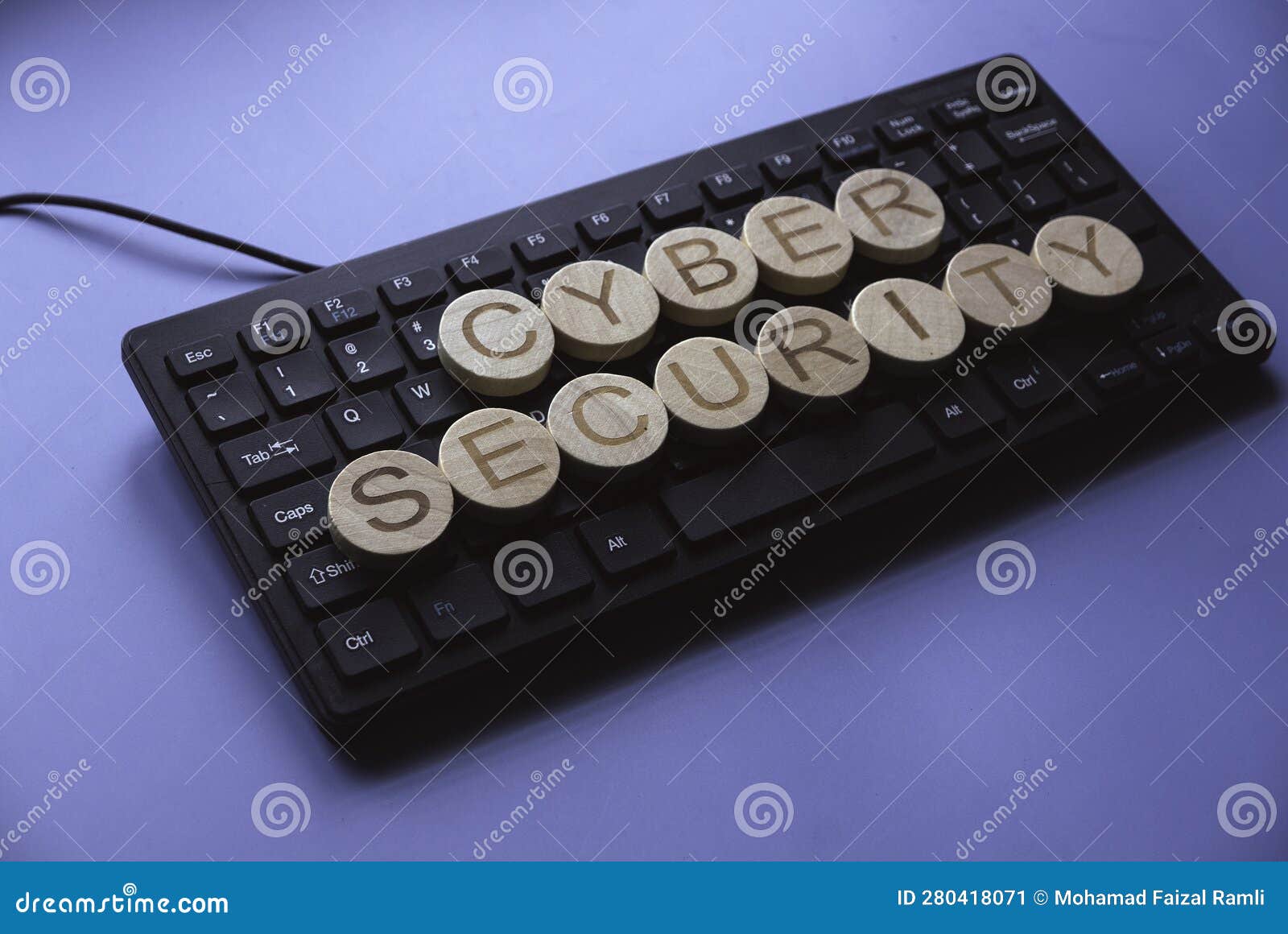 Cyber Security Concept. Computer Keyboard and Wooden Alphabet Stock ...