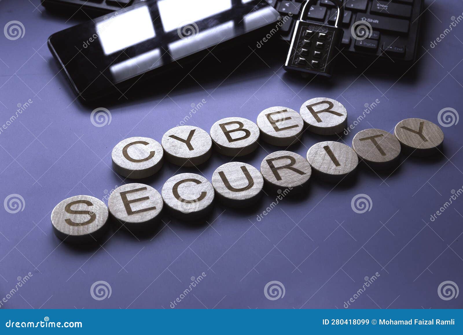 Cyber Security Concept. Computer Keyboard and Wooden Alphabet Stock ...