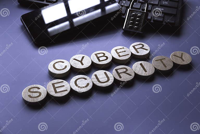 Cyber Security Concept. Computer Keyboard and Wooden Alphabet Stock ...