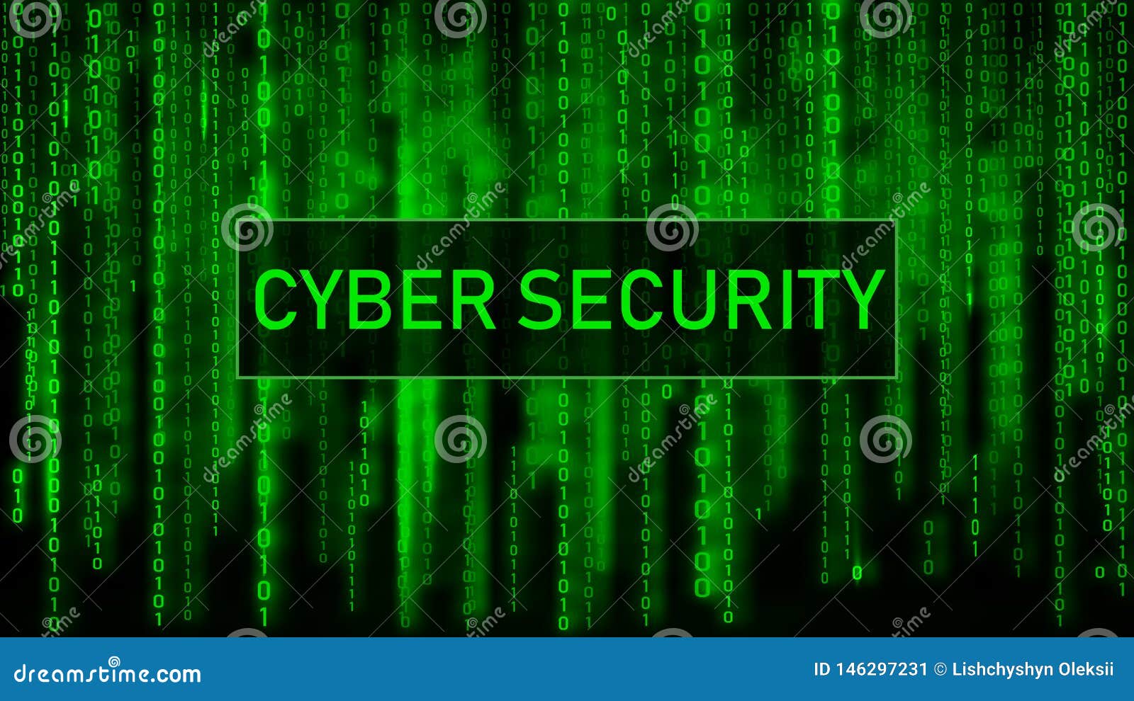Cyber Security Concept Digital Background Blue Matrix Binary Computer Code Vector